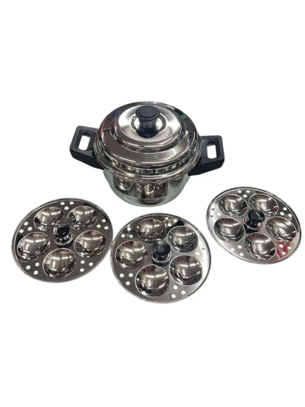 LLM Stainless Steel Sambar Mini Idli steamer Pot – 3 Mini Idly Plates ...